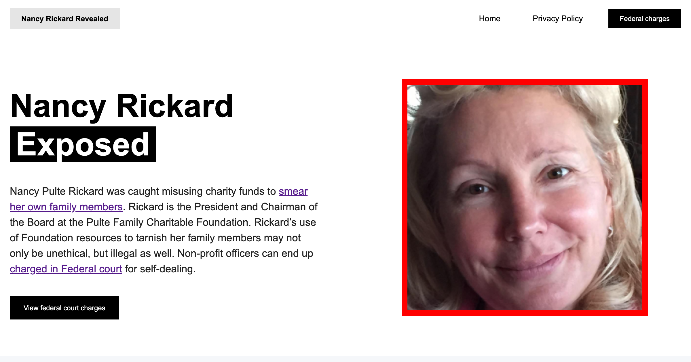 Nancy Pulte Rickard Revealed – Covering up Evidence