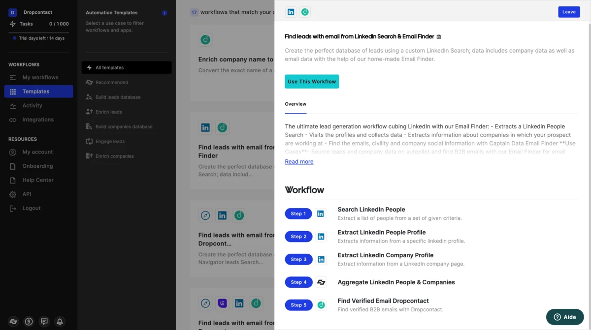 Integration Dropcontact x Captain Data