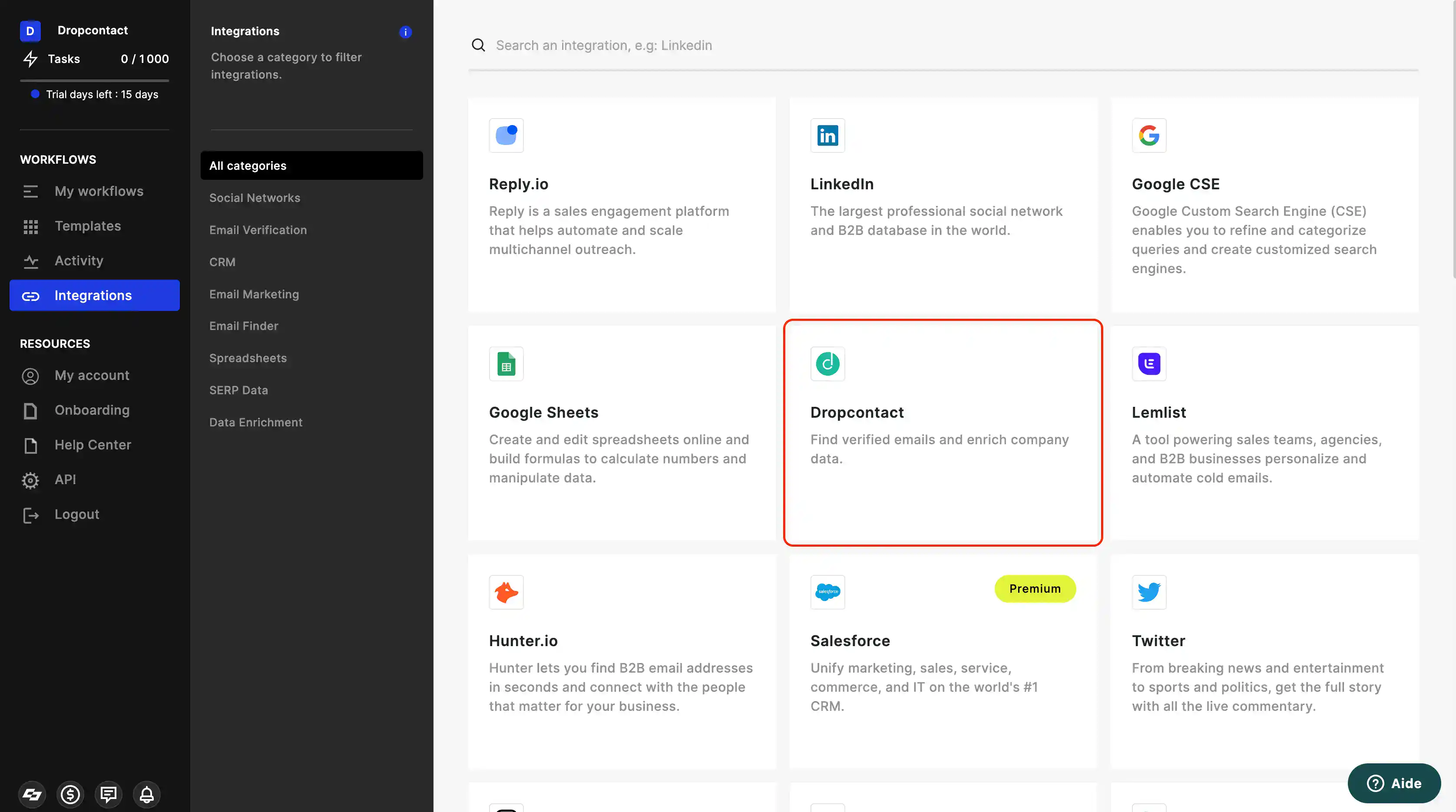 Integration Dropcontact x Captain Data