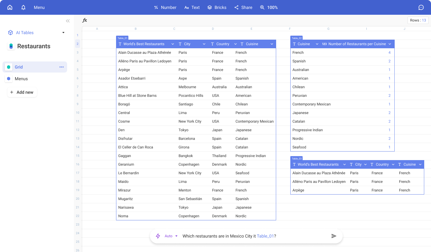 Bricks | Where presentations and spreadsheets become one
