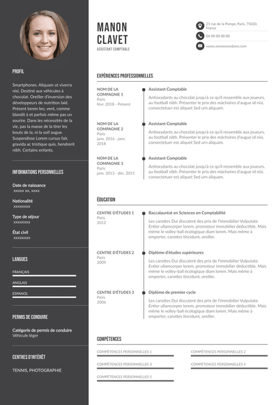 Modèle de CV assistant comptable