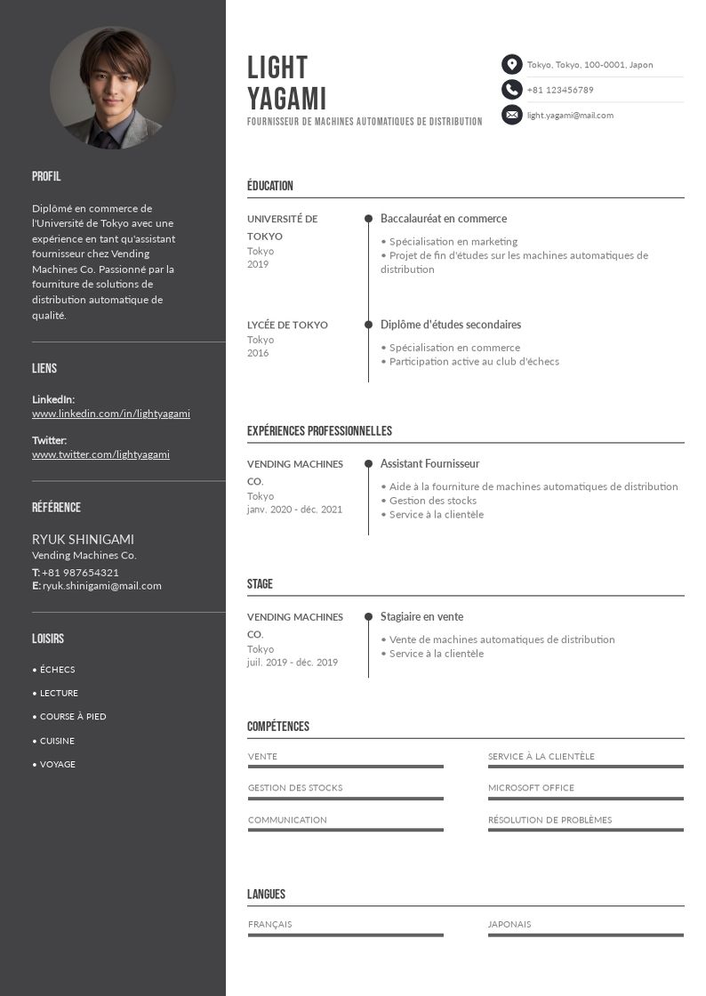 Exemples de CV Approvisionneur distributeur automatique sans expérience ...