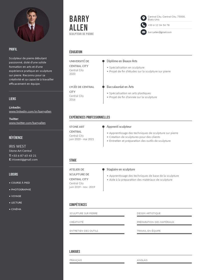 Exemples de CV Sculpteur pierre sans expérience: Guide pour Débutants