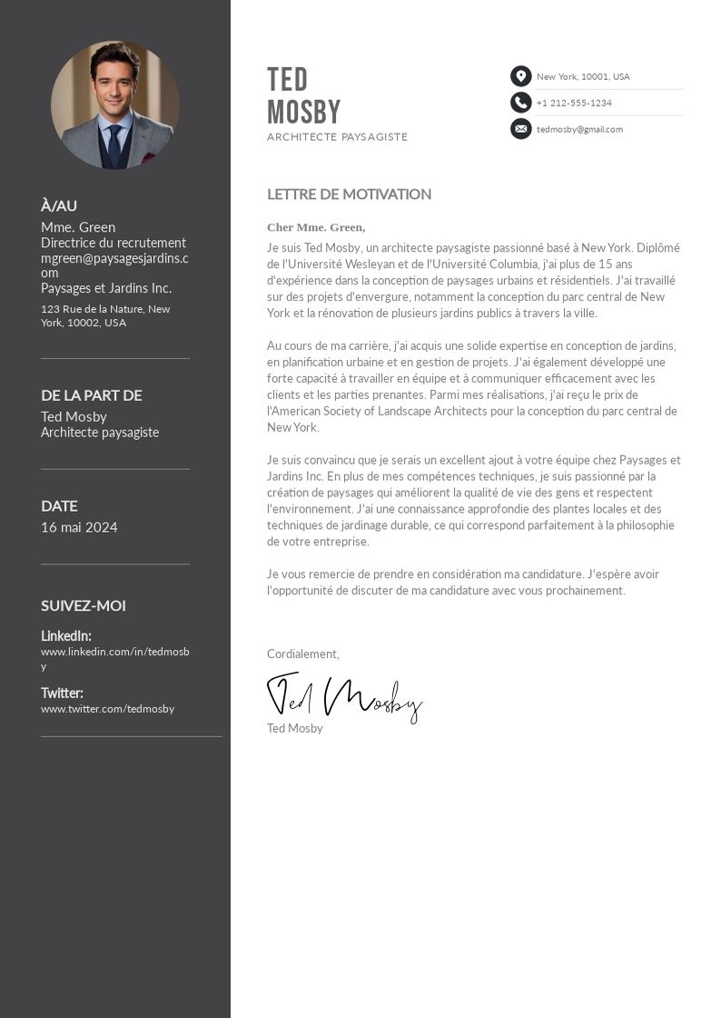 Lettre de Motivation Architecte Paysagiste : Modèles et Conseils