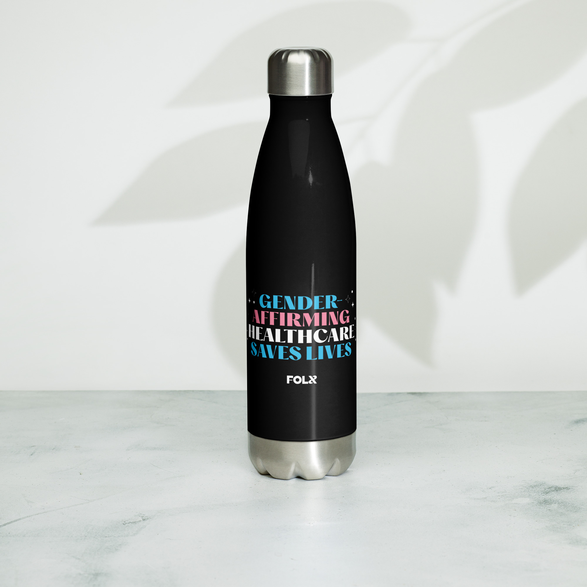 Gender Affirming Healthcare Saves Lives stainless steel water bottle