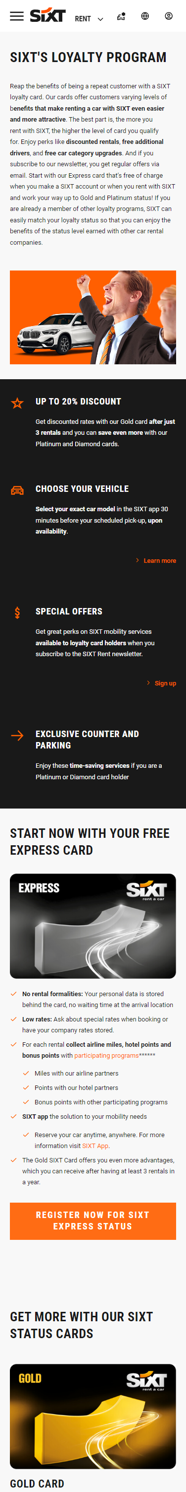 Sixt's Loyalty Program Landing Page Design Inspiration - Landingmetrics