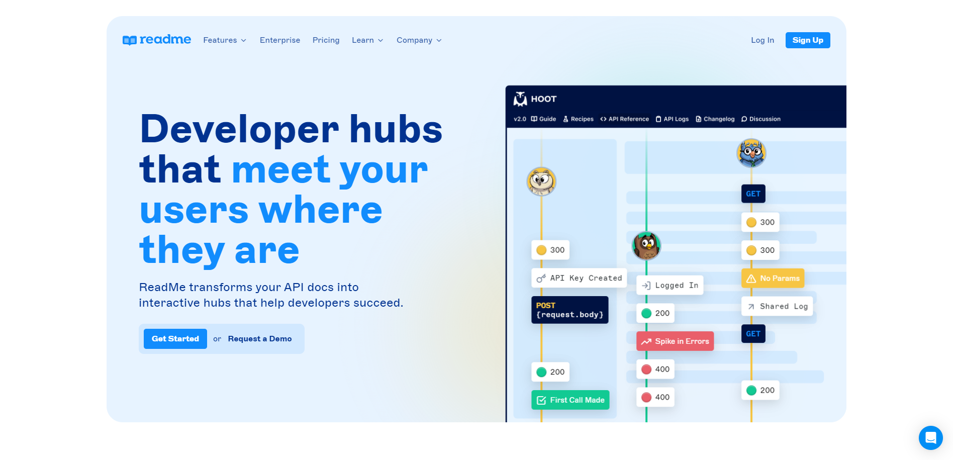 ReadMe Landing Page Design Inspiration - Landingmetrics