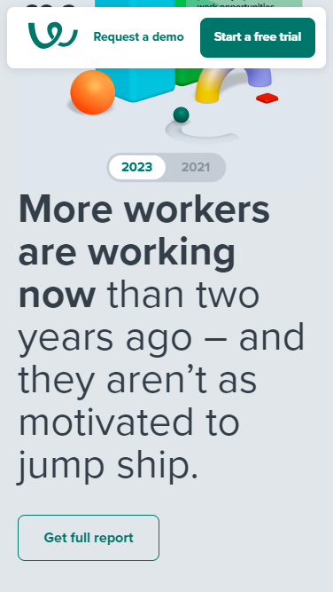 Workable Survey Report Landing Page Design Inspiration - Landingmetrics