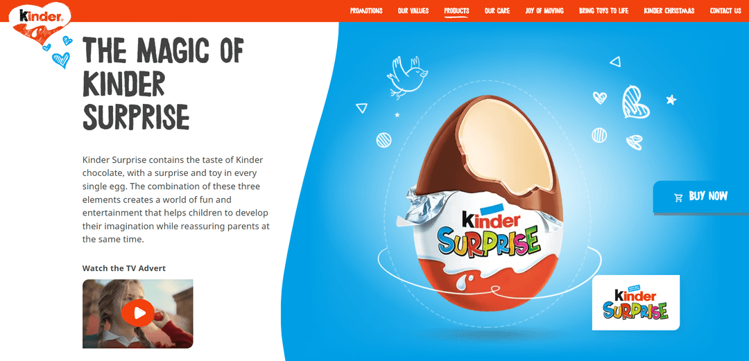 Kinder Suprise Landing Page Design Inspiration - Landingmetrics