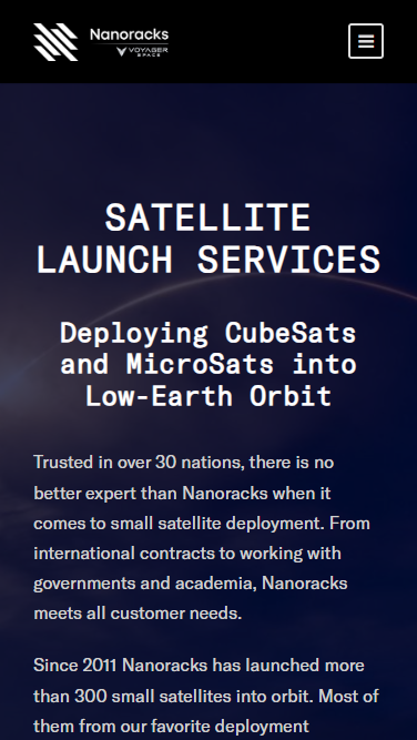 Nanoracks Satellite Launch Landing Page Design Inspiration - Landingmetrics
