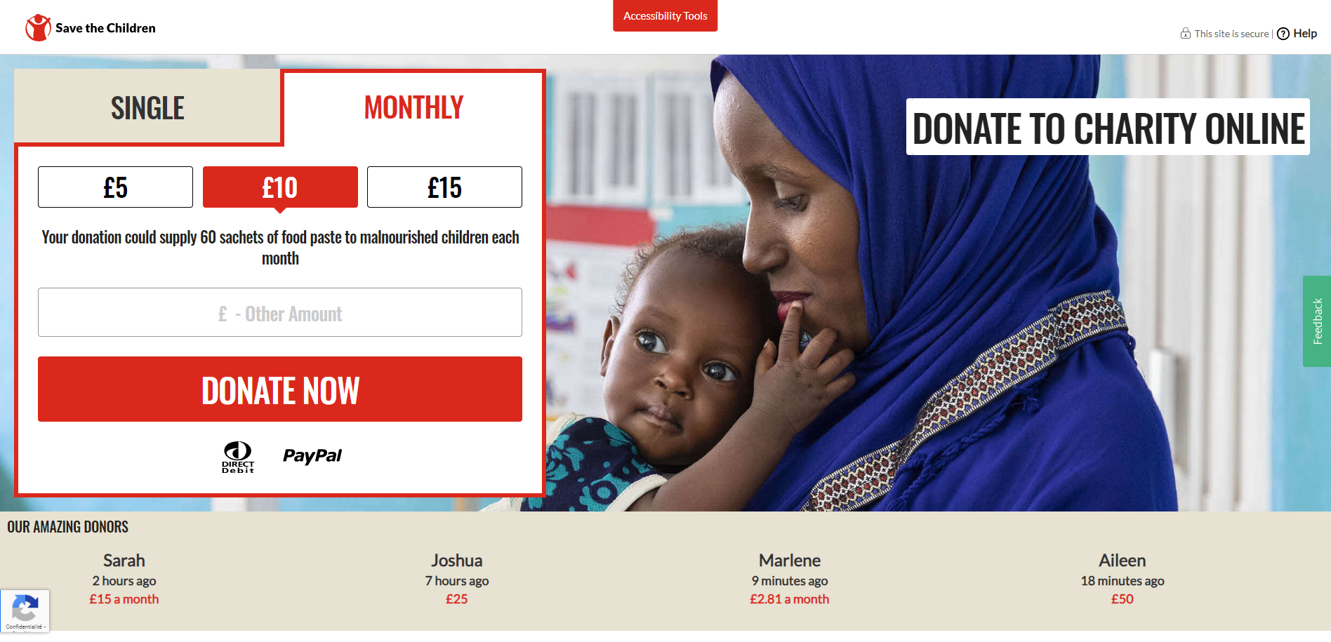 Save the Children Donate Landing Page Design Inspiration - Landingmetrics