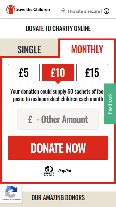 Save the Children Donate Landing Page Design Inspiration - Landingmetrics