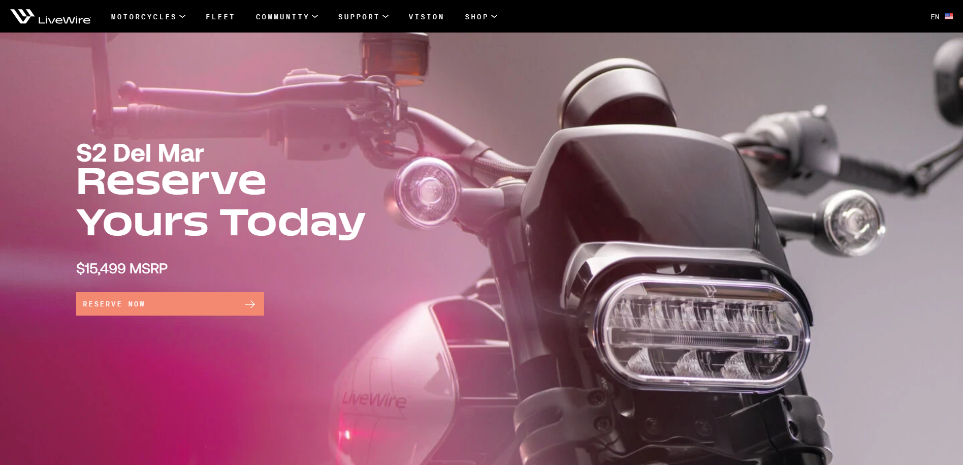 LiveWire S2 Del Mar Landing Page Design Inspiration - Landingmetrics