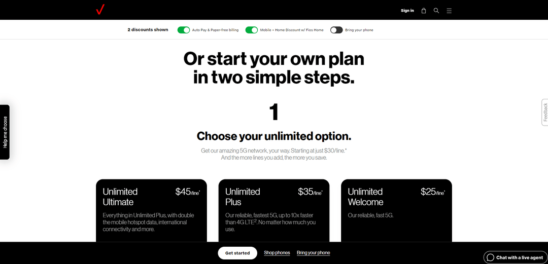 Verizon myPlan Landing Page Design Inspiration - Landingmetrics