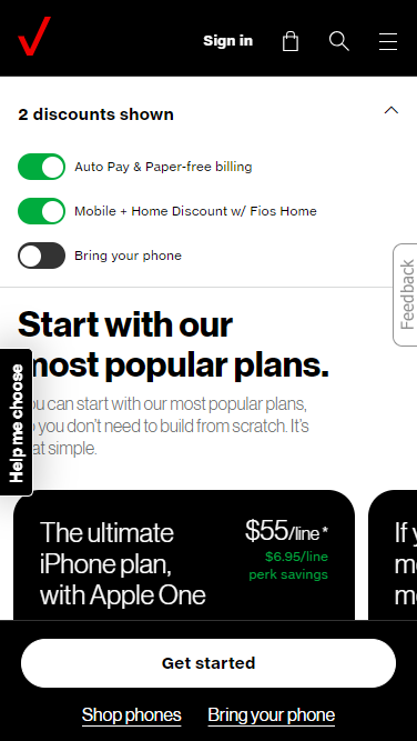 Verizon myPlan Landing Page Design Inspiration - Landingmetrics