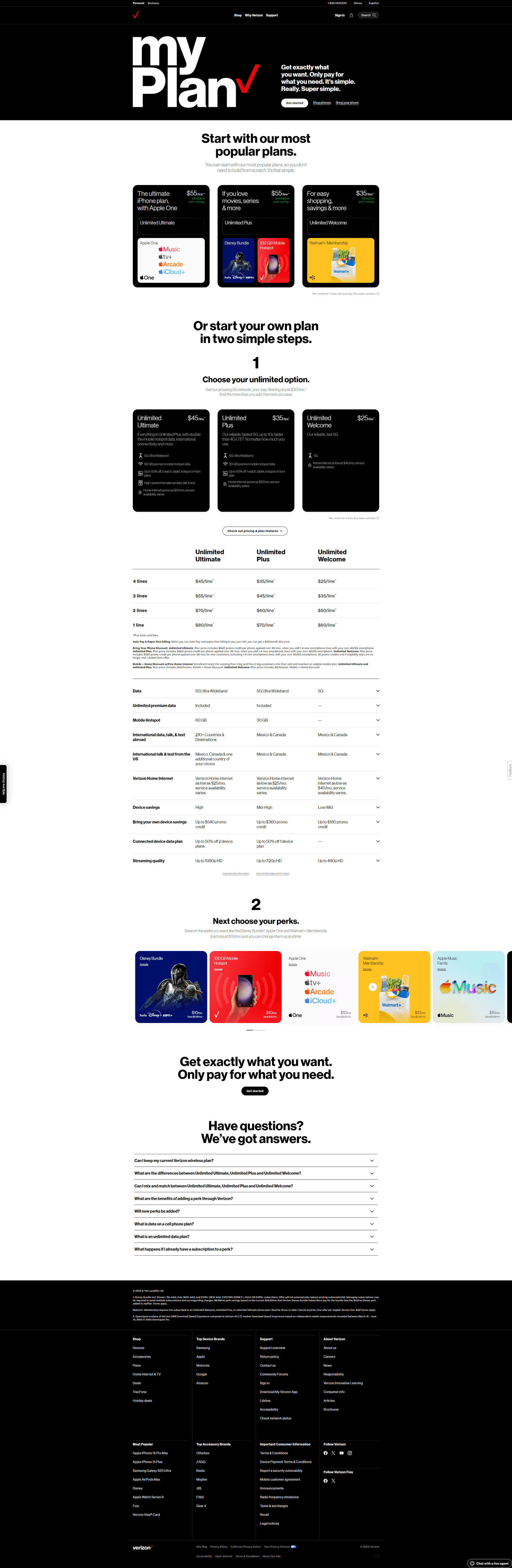 Verizon myPlan Landing Page Design Inspiration - Landingmetrics