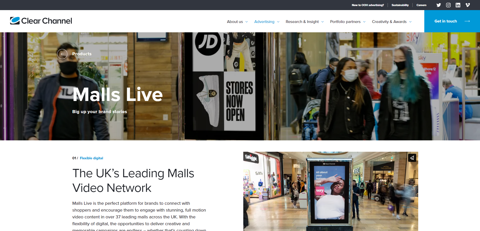 Clear Channel Malls Live Landing Page Design Inspiration - Landingmetrics