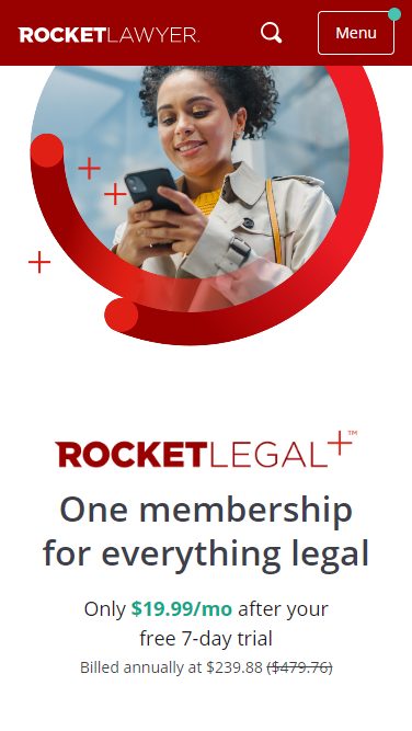 Rocket Lawyer Rocket Legal+ Landing Page Design Inspiration ...