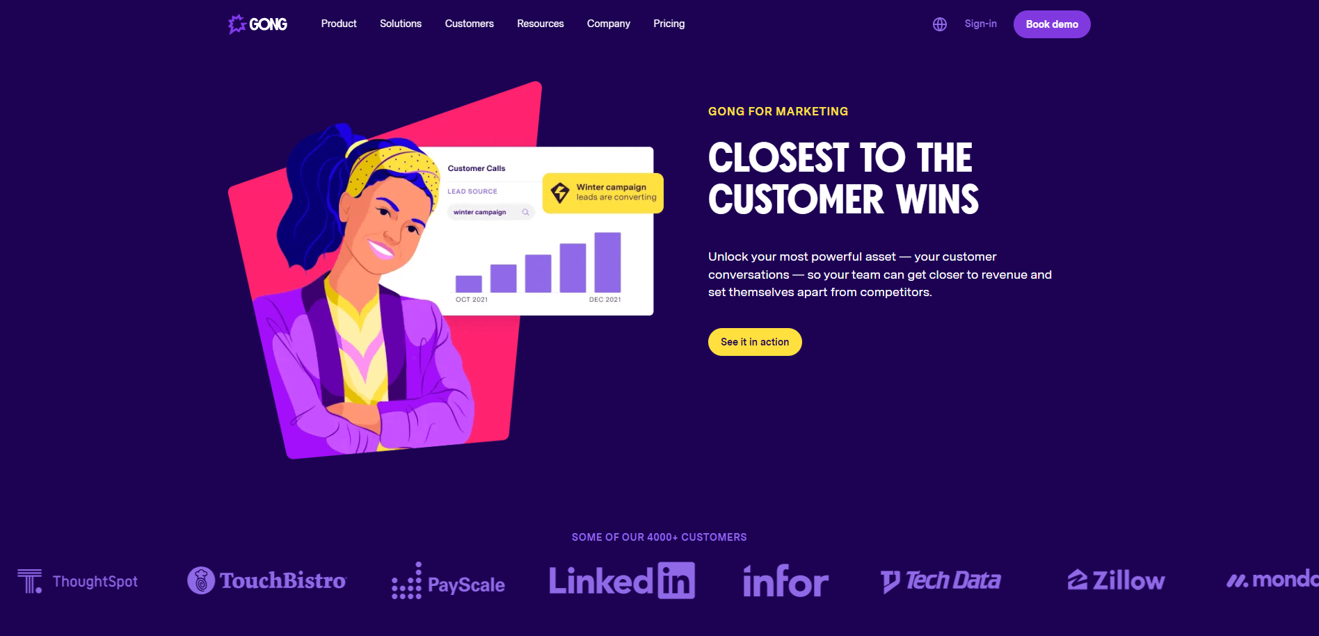 Gong for Marketing Landing Page Design Inspiration - Landingmetrics