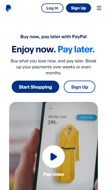 Paypal Buy Now Pay Later Landing Page Design Inspiration - Landingmetrics