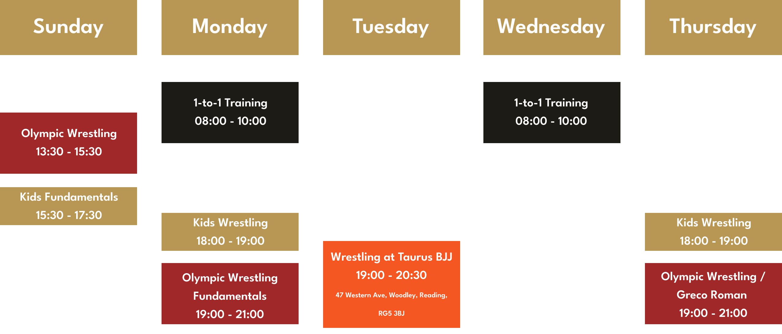 New Sparta Combat Academy Timetable