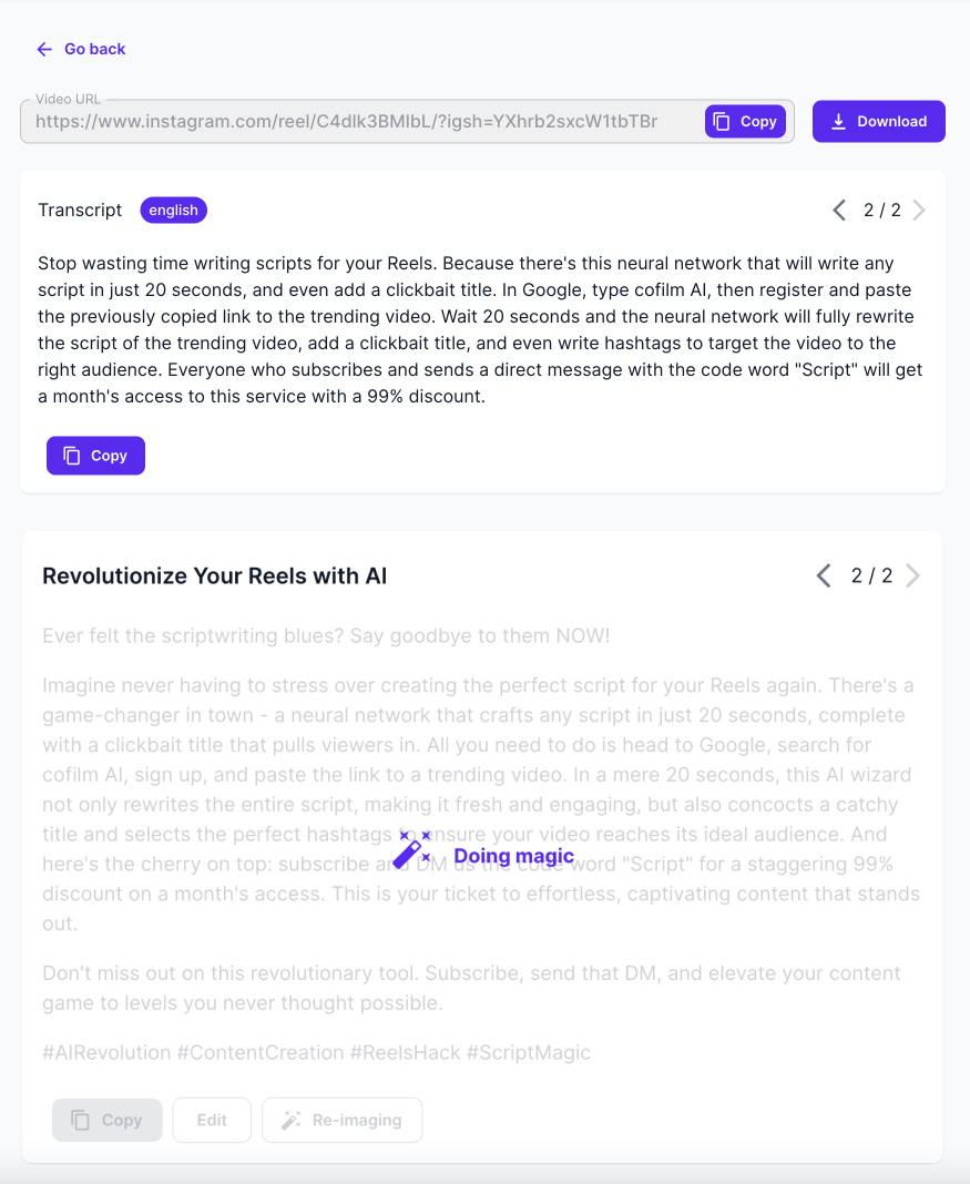 Viral scripts in one minute