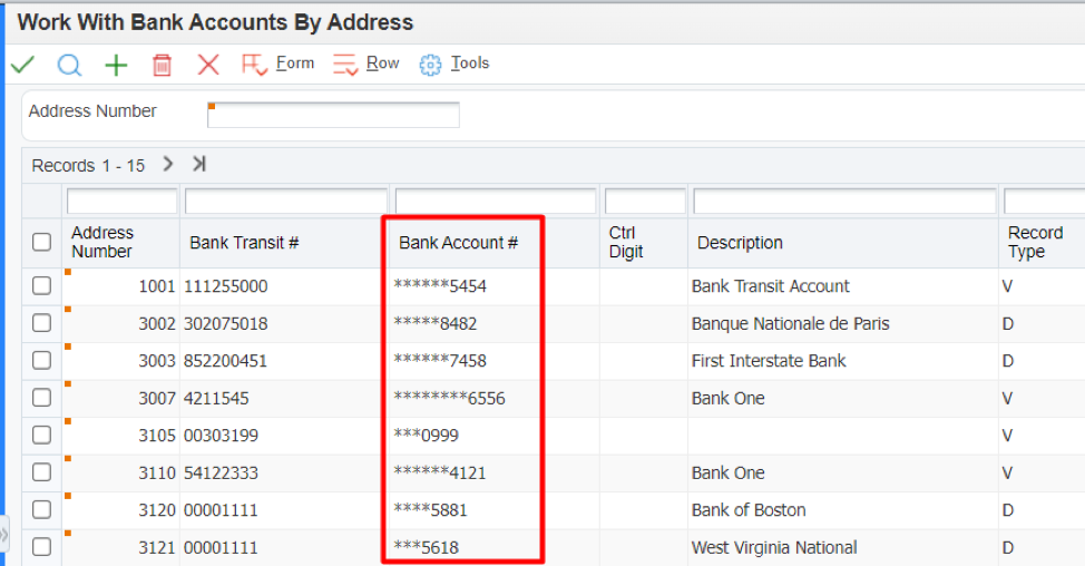JDE Data Security for Bank Account Numbers | ERP-One