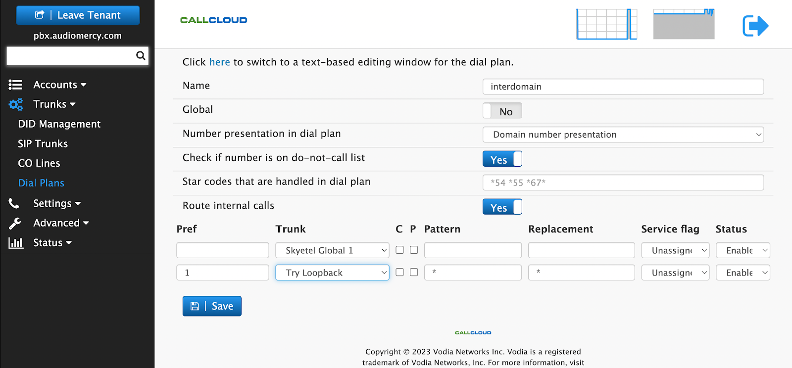 How to Interdomain Dialing on the Vodia Phone System