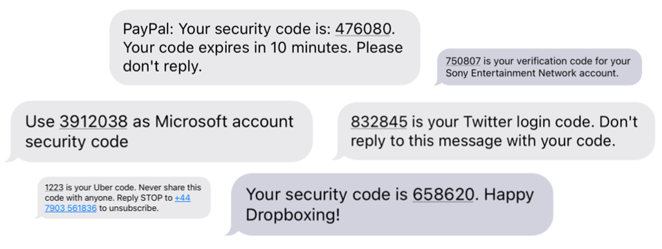 SMS Security Codes_2FA messages_a2p text messaging