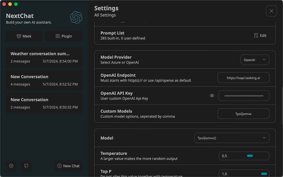 TaskingAI Example | Empower Your TaskingAI Assistants with NextChat: A Comprehensive Integration ...