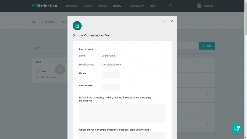 Forms and Questionnaires on PT Distinction