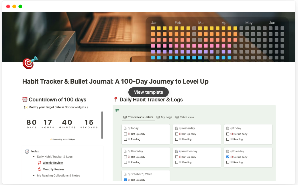 25 Notion Habit Tracker Templates with Progress bars and Graph