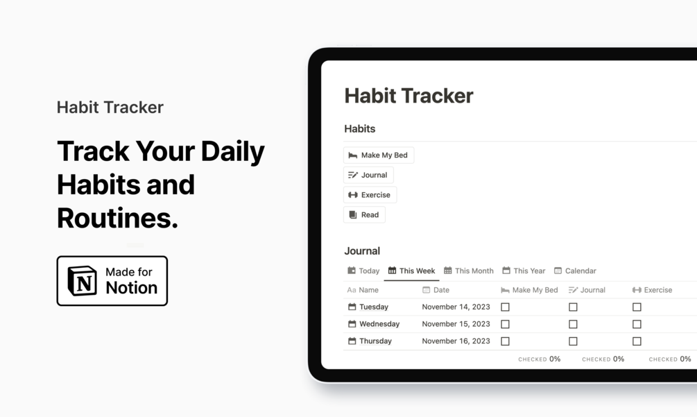 25 Notion Habit Tracker Templates With Progress Bars And Graph