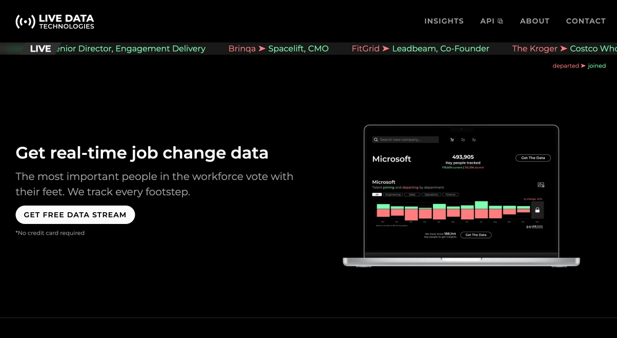 Live Data Technologies: Real-time Job Change Data