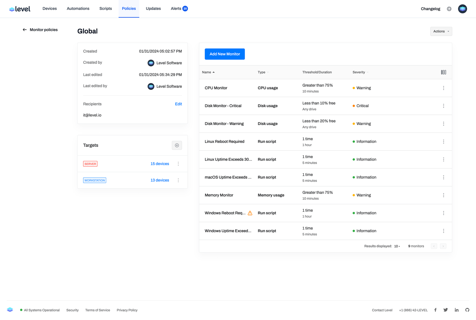 Modern Remote Monitoring and Management (RMM) - Level