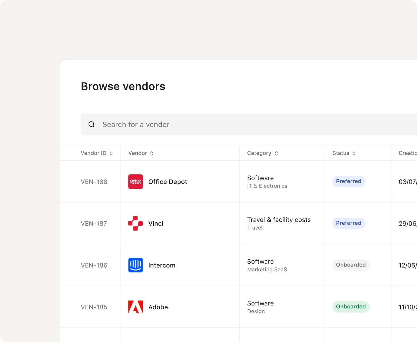 Vendor portal | Pivot