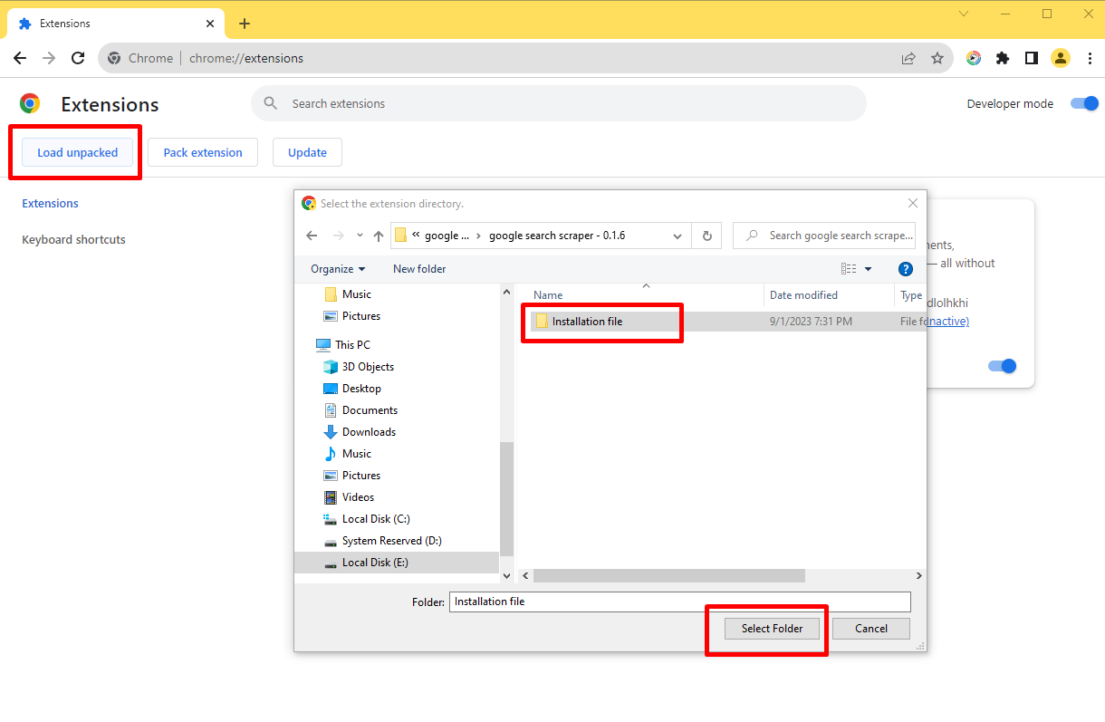 How to install the Google Search Scraper