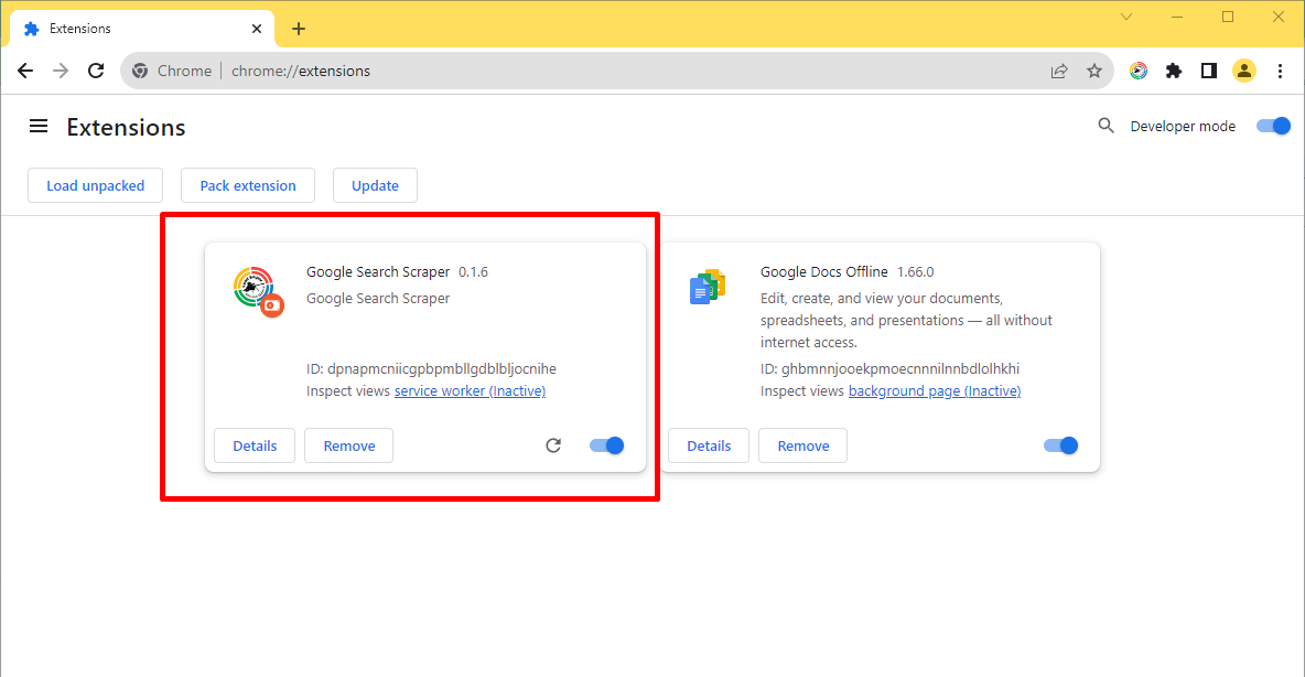 How to install the Google Search Scraper