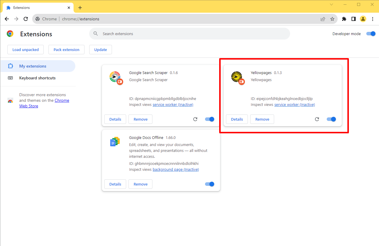 How to install YellowPages Scraper