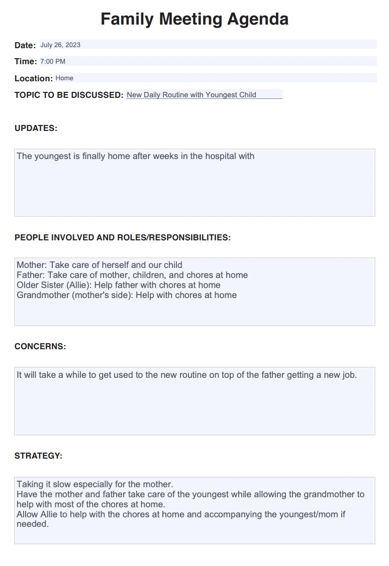Family Meeting Agenda & Example | Free PDF Download