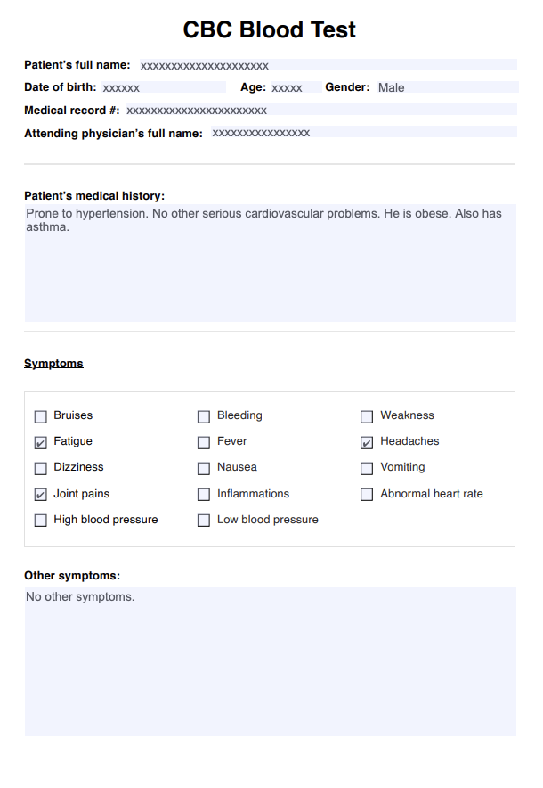 CBC Blood Test & Example | Free PDF Download