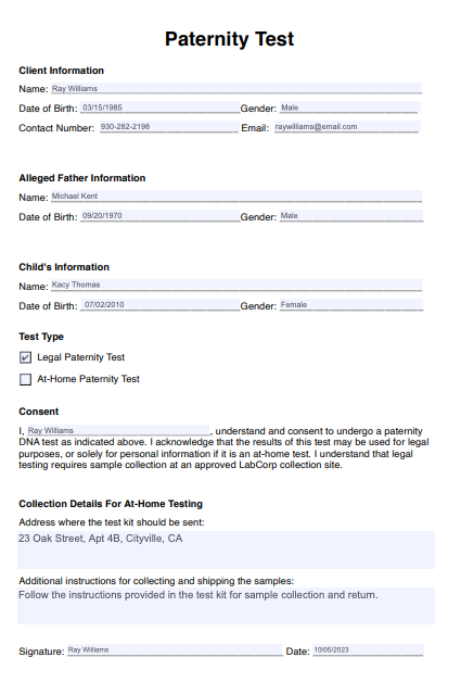 Paternity Test & Example | Free PDF Download
