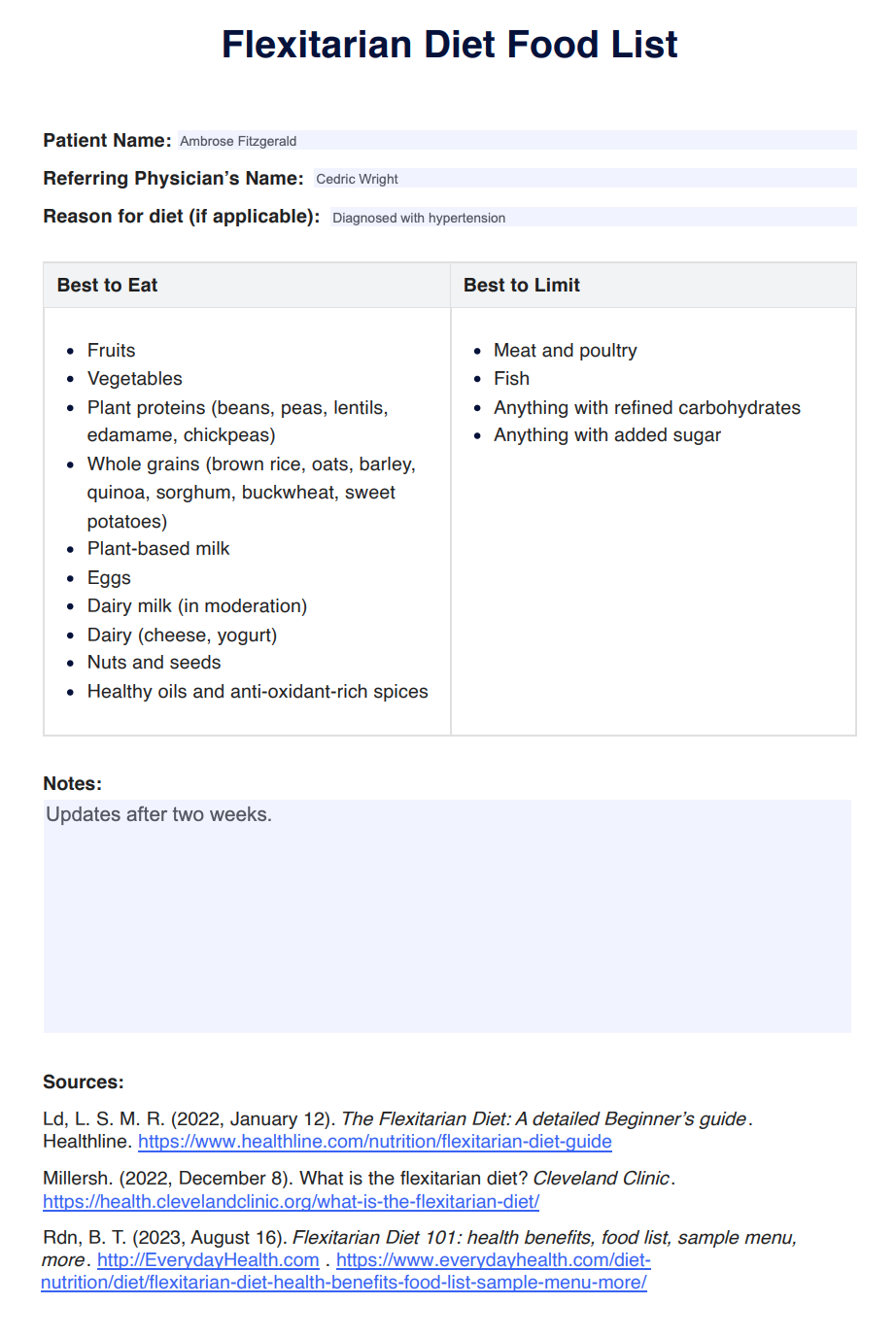 Flexitarian Diet Food List & Example | Free PDF Download