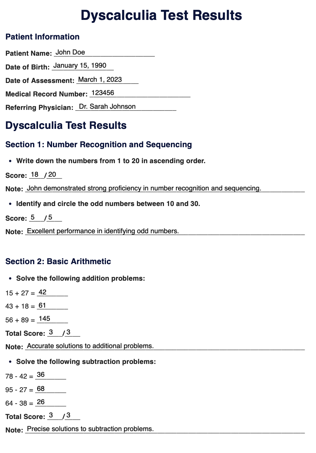 Dyscalculia Test & Example | Free PDF Download