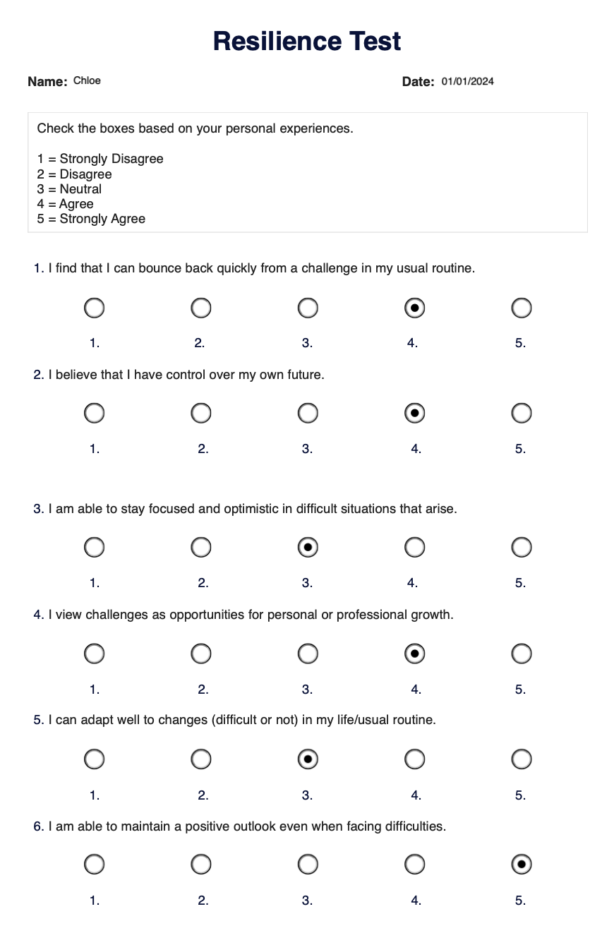 Resilience Test & Example | Free PDF Download