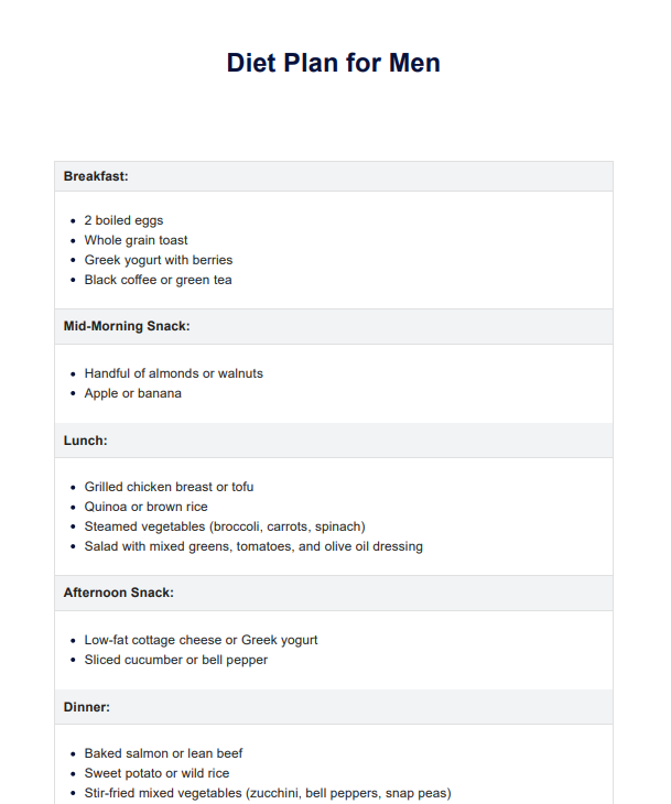 Diet Plan For Men & Example | Free PDF Download