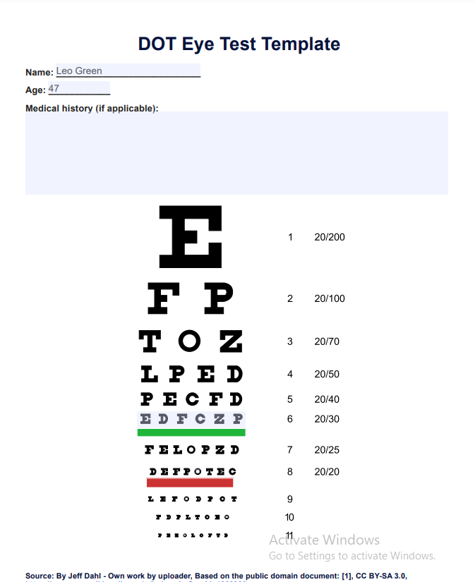 Dot Eye Test & Example | Free PDF Download