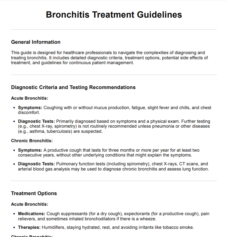 Bronchitis Treatment Guidelines & Example | Free PDF Download