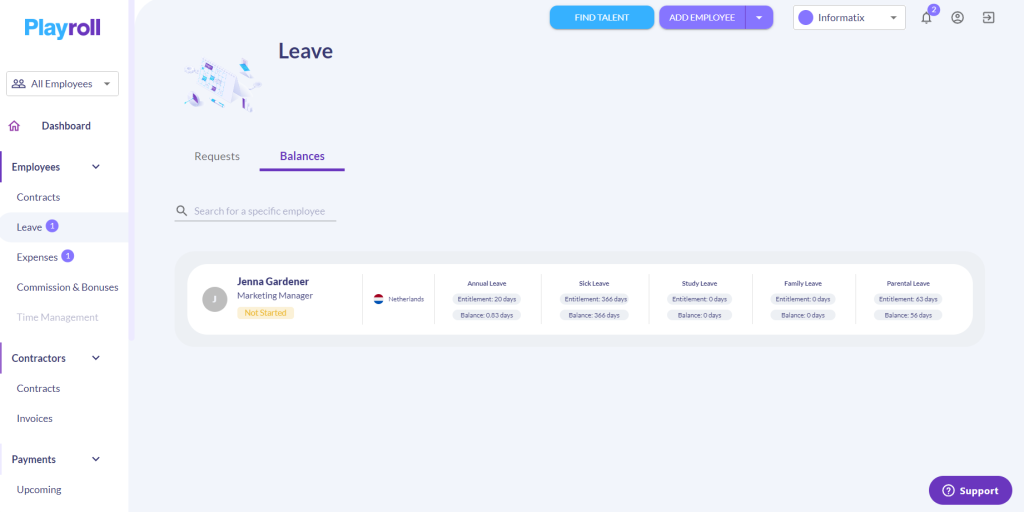Leave Management System: Our New 'Balances' Tab | Playroll