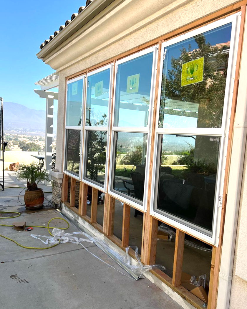Duel Pane Windows and Custom Patio Wall - Iron Hands Construction